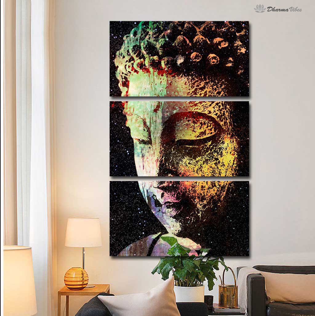 Buddha Galaxy 3-Piece Canvas Art by McAshe – Dharma Vibes